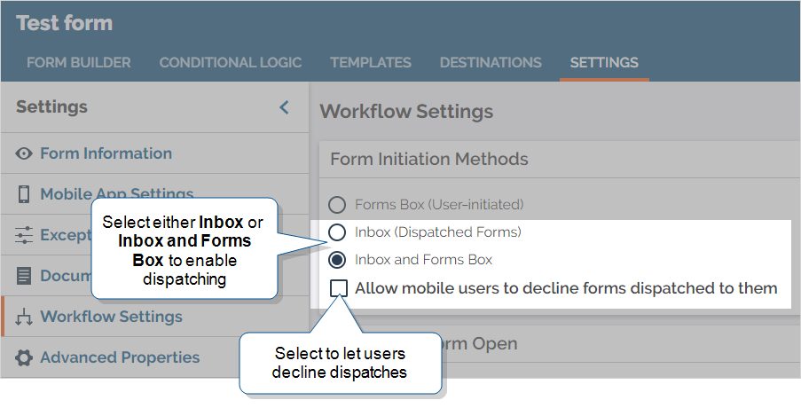 Set Up a Form for Dispatching